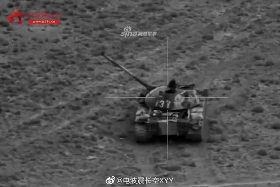 HJ-10 anti-tank missile strikes Type 59 tank