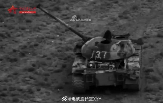 HJ-10 anti-tank missile strikes Type 59 tank